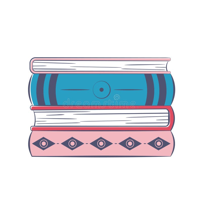 Stack of Multi-colored Books with Different Patterns on the Spines ...
