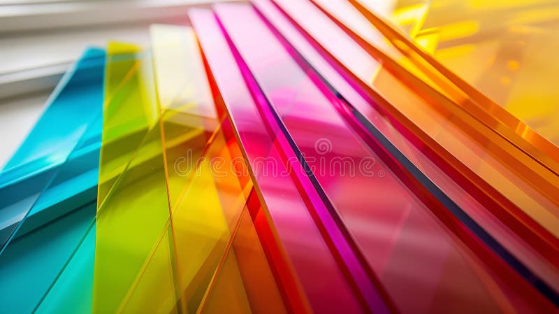 A Stack of Multi-colored Bright Sheets of Transparent Plexiglass Close ...