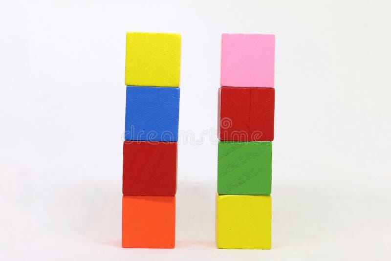 Stack of Multi Coloured Wooden Blocks Isolated on White Background ... Stack of Multi Coloured Wooden Blocks Isolated on White Background ...