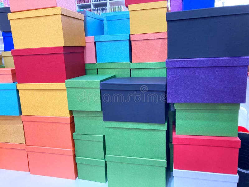 Stack of Multicolor Box in the Stationary Store. Stock Photo - Image of ...