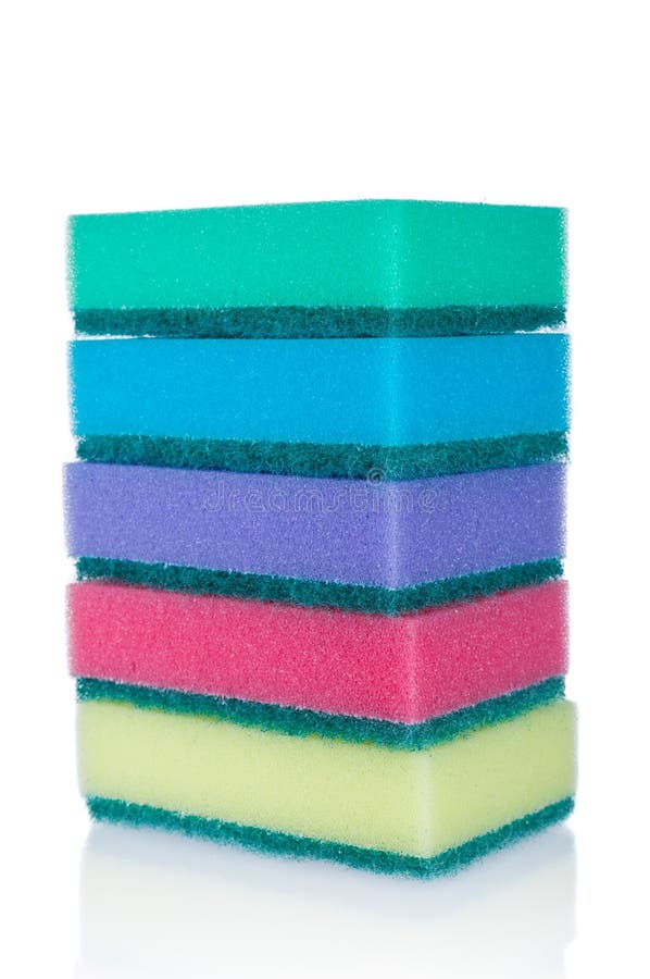 Stack of Multicolor Sponges Isolated on White Background Stock Image ...