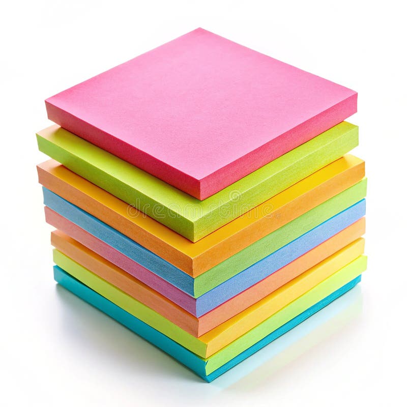 "Stack of Multicolor Sticky Notes on White Background Stock ...
