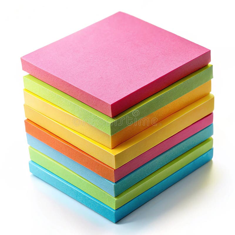 "Stack of Multicolor Sticky Notes on White Background Stock ...