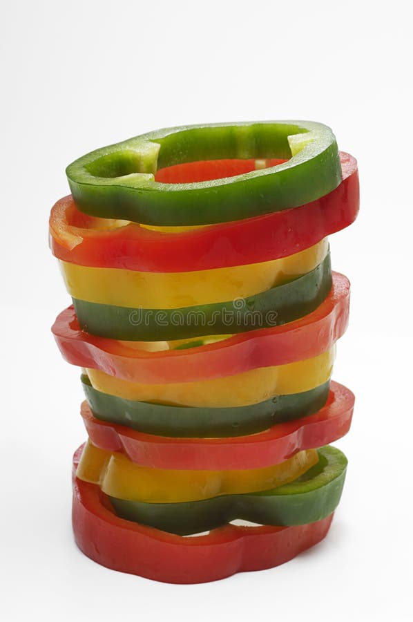Stack of Multicolored Capsicum Slices Stock Image - Image of ingredient ...
