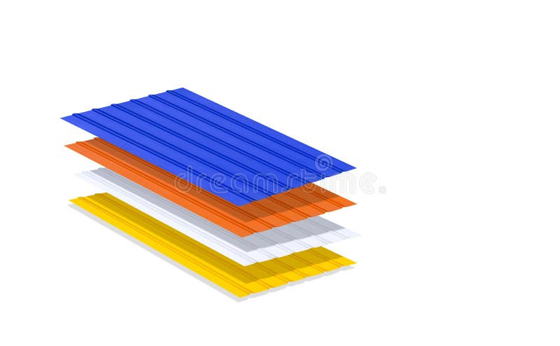 Stack of Multicolored Corrugated Metal Sheets with Polymer Coating for ...
