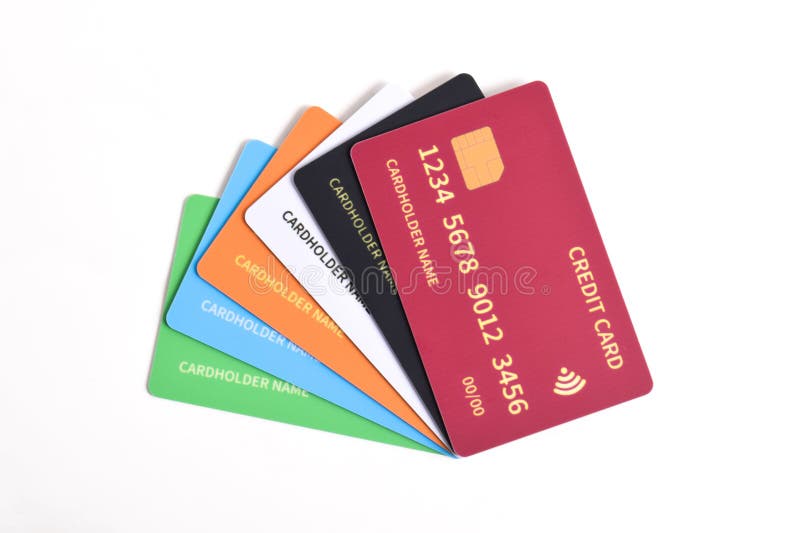 Stack of Credit Cards on White Background Stock Photo - Image of copy ...