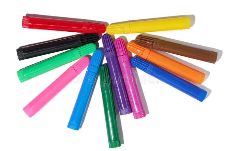 Stack of Multicolored Felt-tip Pens Isolated on White Background Stock ...
