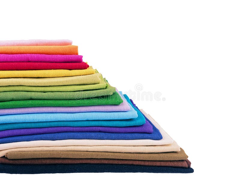 Stack of Multicolored Linen Fabric Stock Photo - Image of group, casual ...