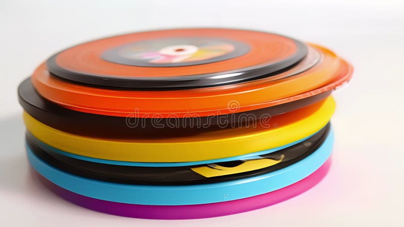 A Stack of Multicolored Plastic Record Coasters Featuring Different ...