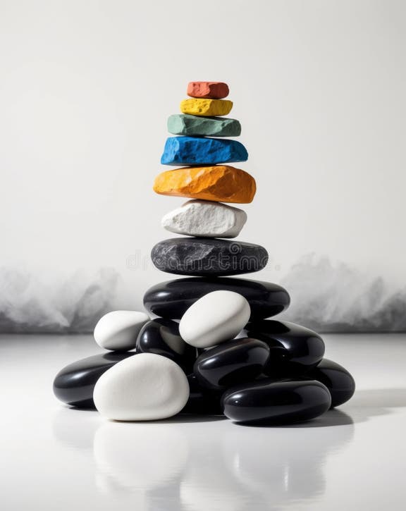 A Stack of Multicolored Rocks Atop a Mound of Black and White Ones ...