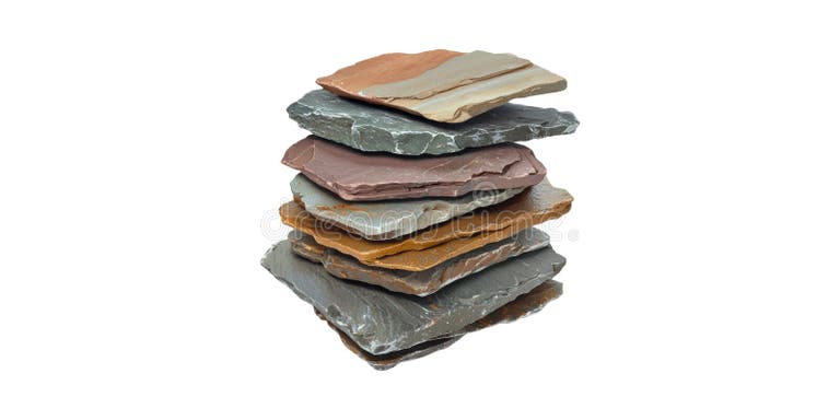 Stack of Multicolored Slate Stones. Natural Building Materials for ...