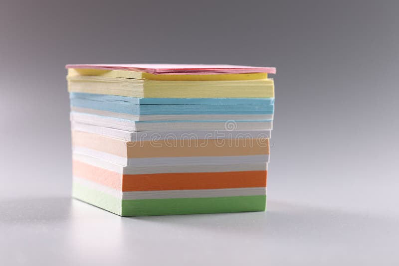Stack of Multicolored Sticky Notes on Gray Background Stock Image ...
