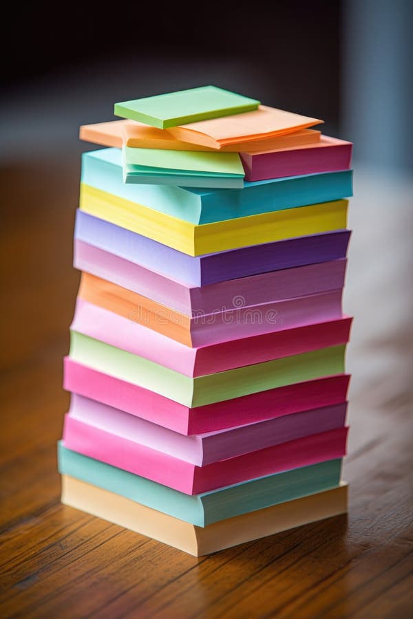 Stack of Multicolored Sticky Notes, Symbolizing Shared Ideas Stock ...