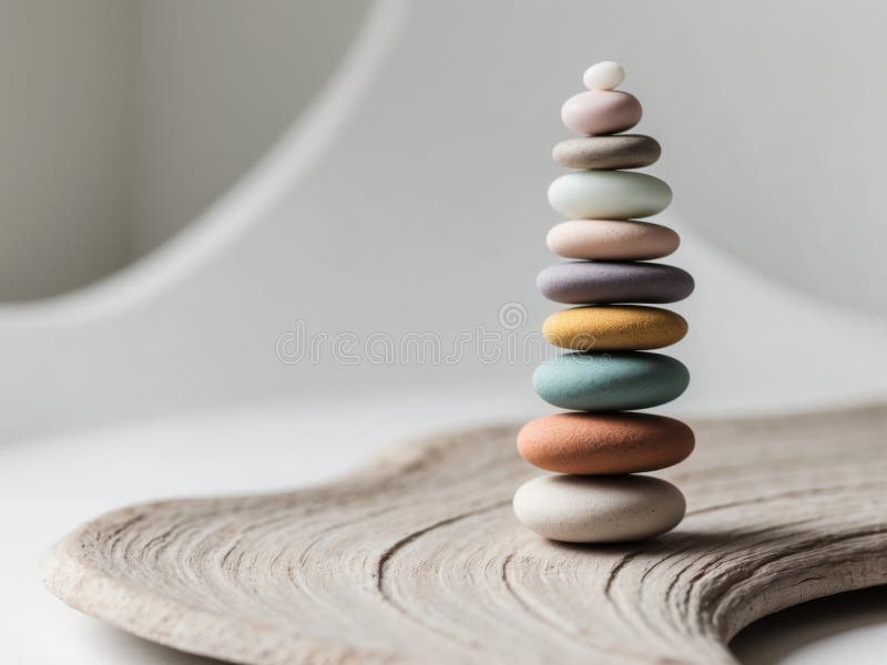 Stack of Multicolored Stones Arranged in Ascending Order on Wavy ...
