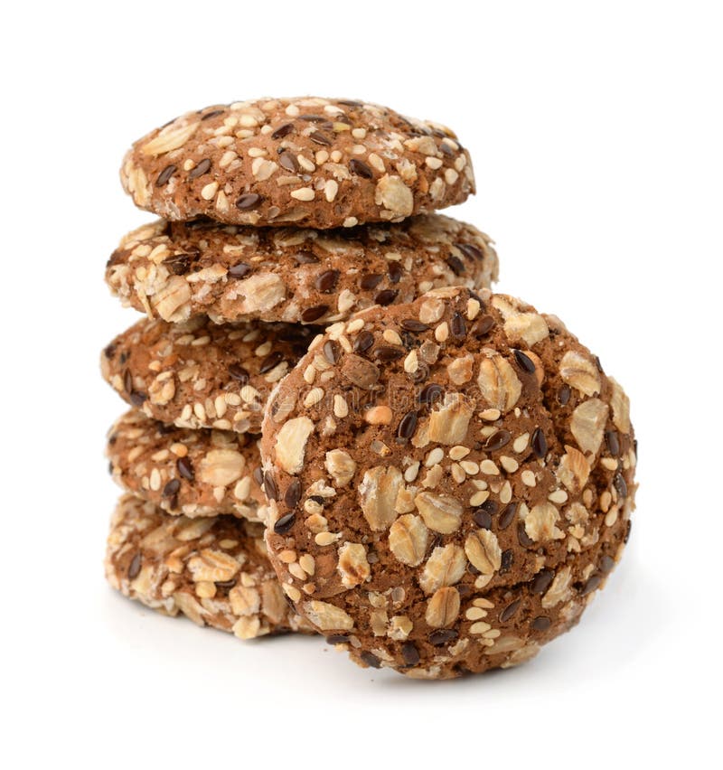 Stack of Multigrain Cookies with Sesame and Flaxseeds Stock Photo ...