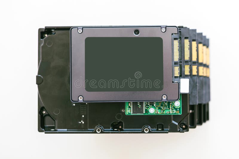 Stack of Multiple HDD with One SSD Stock Image - Image of device, chip ...