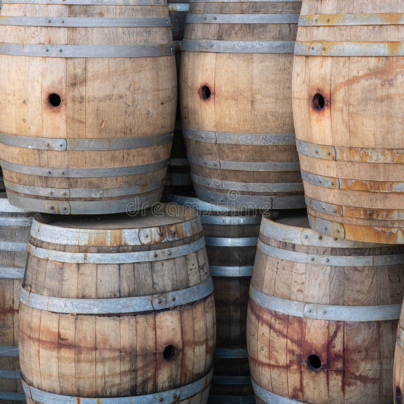 Stack of Multiple Oak Barrels Stock Image - Image of ferment, object ...