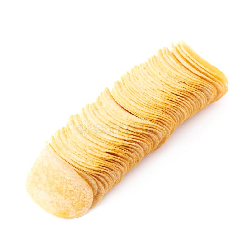 Stack of Multiple Potato Chips Isolated Stock Photo - Image of food ...