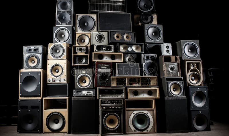 The Stack of Music Audio Speakers Filled the Room with Sound Creating ...