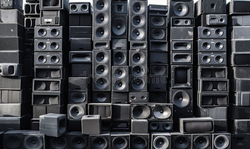 The Stack of Music Audio Speakers Filled the Room with Sound Creating ...