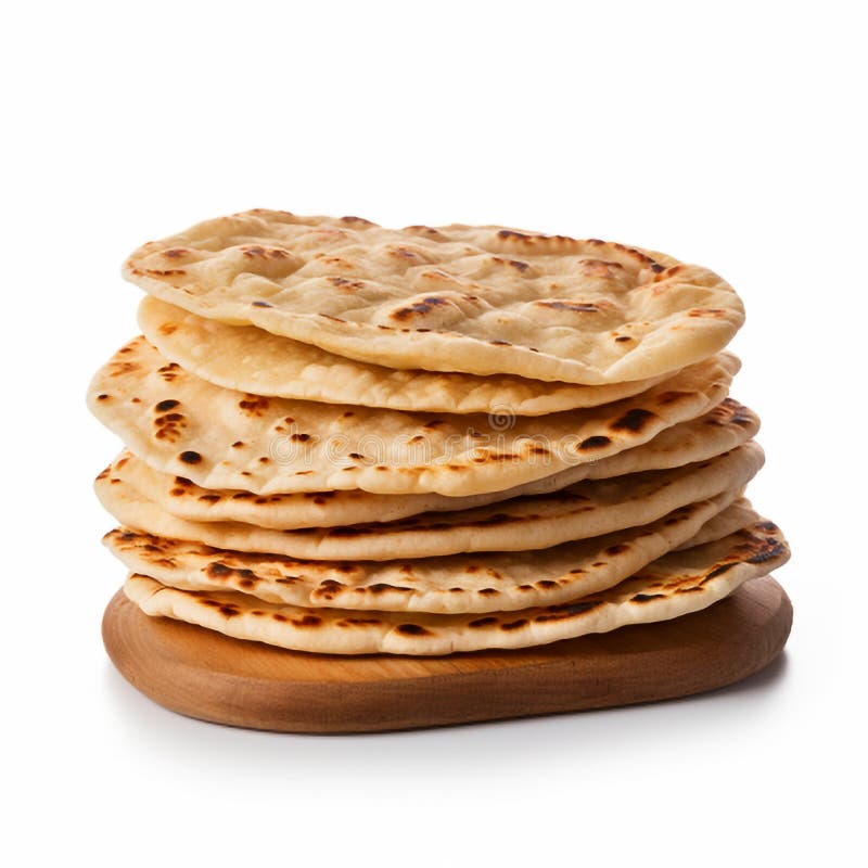 Stack of Naan Bread Isolated on White Background Stock Illustration ...