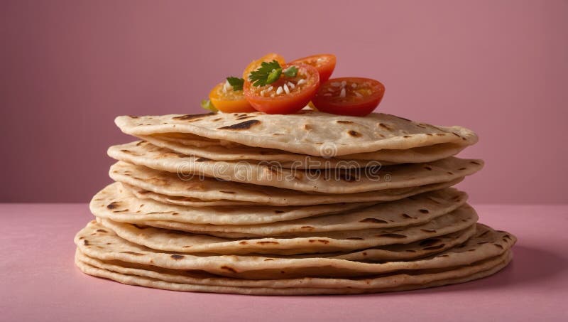 Stack of Naan Bread Isolated on White Background Stock Illustration ...