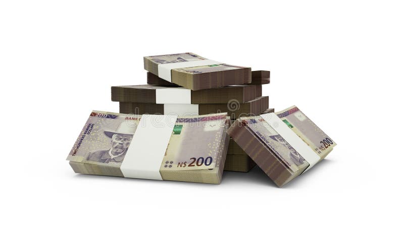 Stack of 200 Namibian Dollar Notes. Bundles of Namibian Currency Notes ...