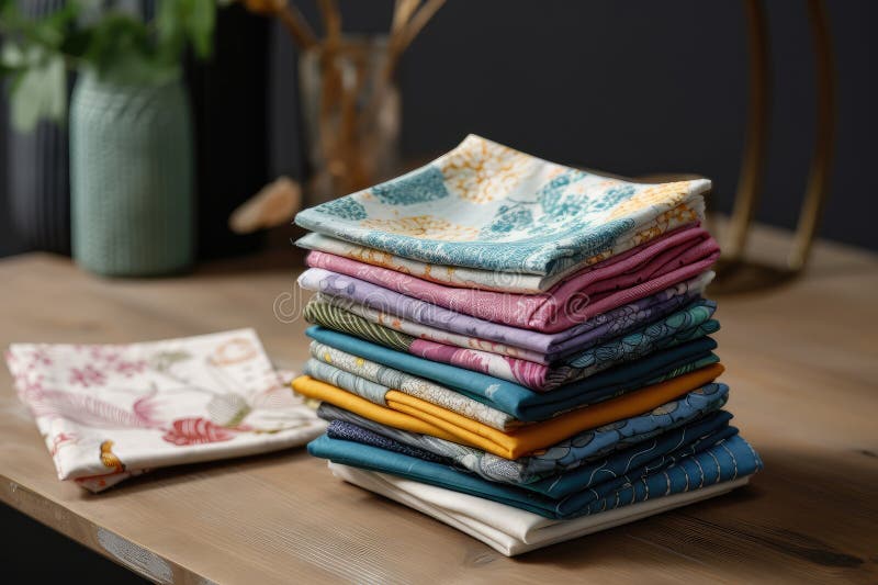 A Stack of Napkins in Different Colors and Patterns, with Each One ...