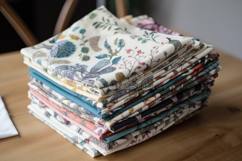 A Stack of Napkins, with Each One Featuring a Different Design or ...