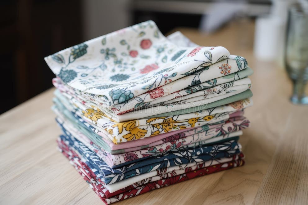A Stack of Napkins, with Each One Featuring a Different Design or ...
