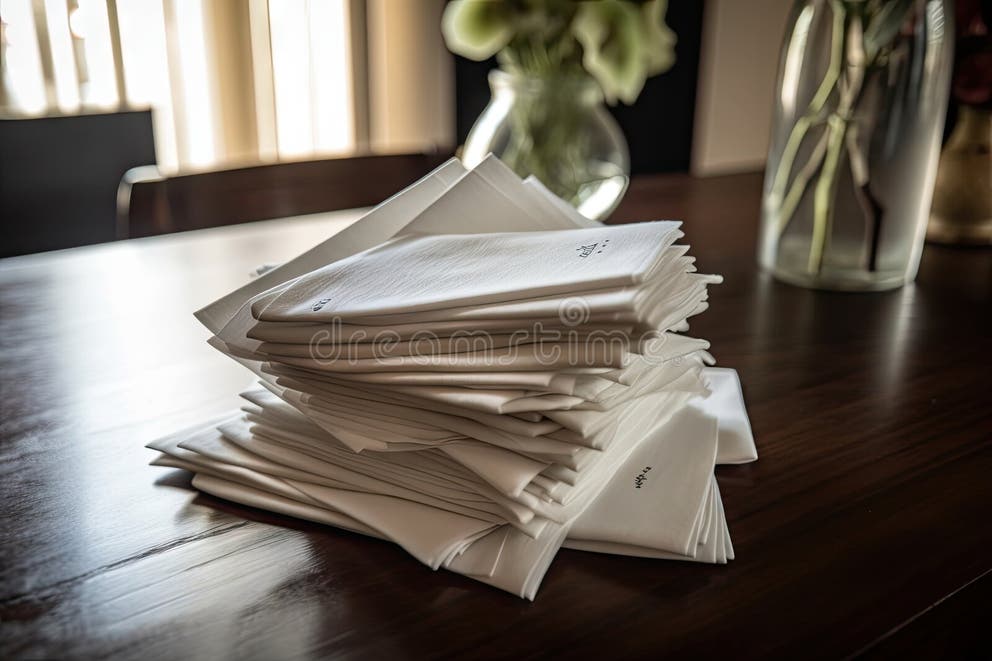 A Stack of Napkins with a Handwritten Note on Each One, for a Special ...
