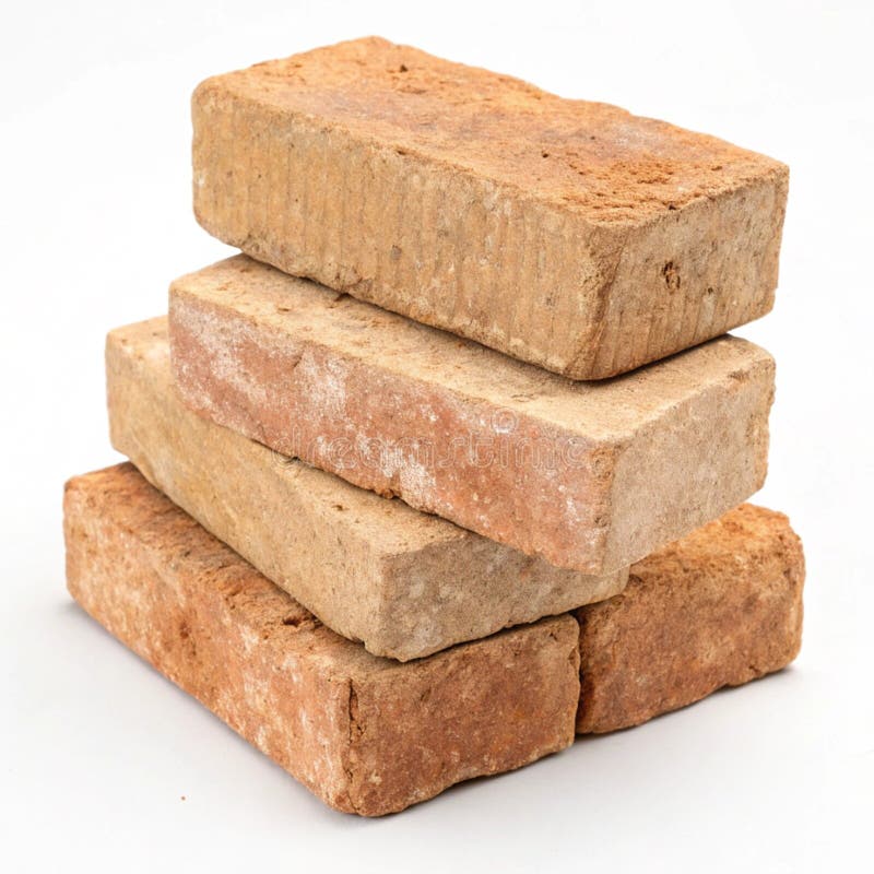 Stack of Natural Brown Bricks Isolated on White Background Stock ...