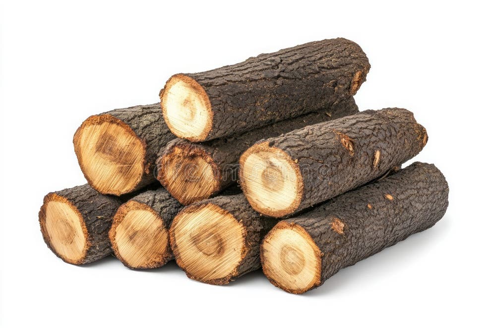Stack of Natural Logs on White Background. Neural Network AI Generated ...
