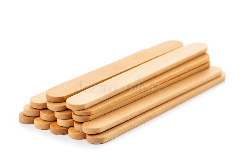 Stack of Natural Wooden Popsicle Sticks Isolated on White Background ...
