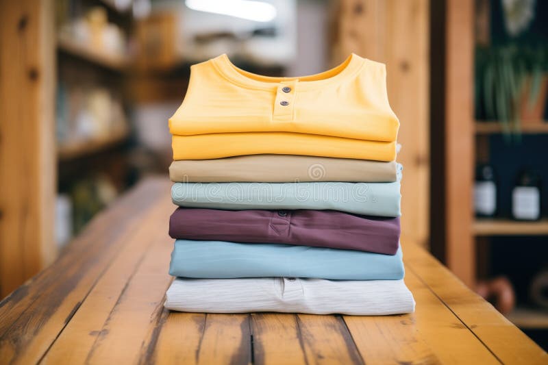Stack of Naturally Dyed Cotton Shirts on Wood Stock Photo - Image of ...