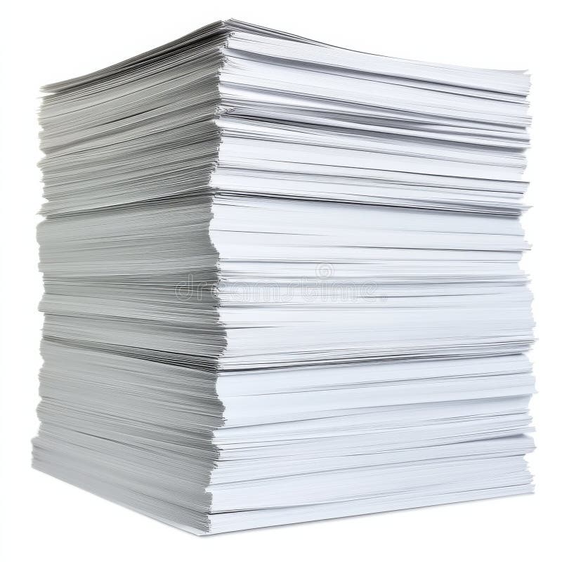 Stack of Neatly Arranged Blank Papers Isolated on White Background ...