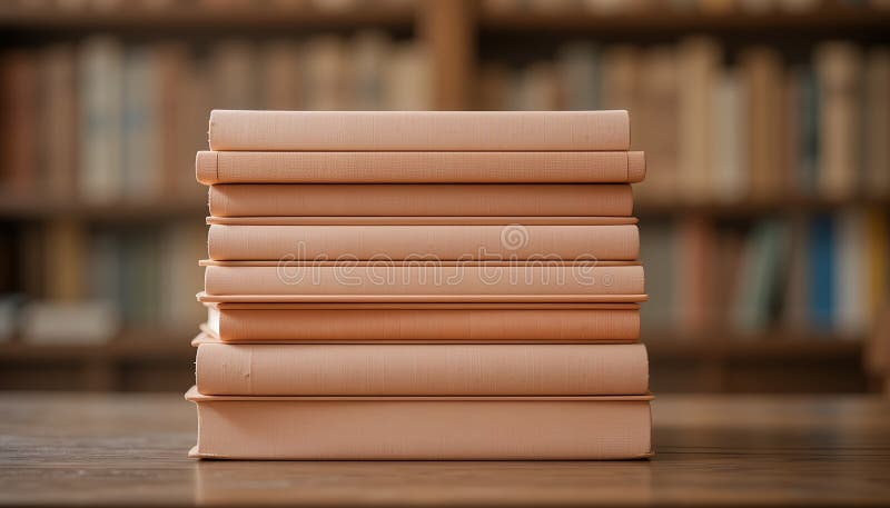 A Stack of Neatly Arranged Books in a Library, Showcasing Various ...
