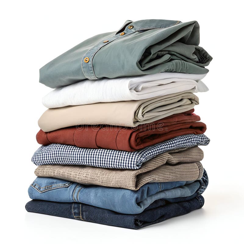 Stack of Neatly Folded Clothes Isolated on White Stock Illustration ...