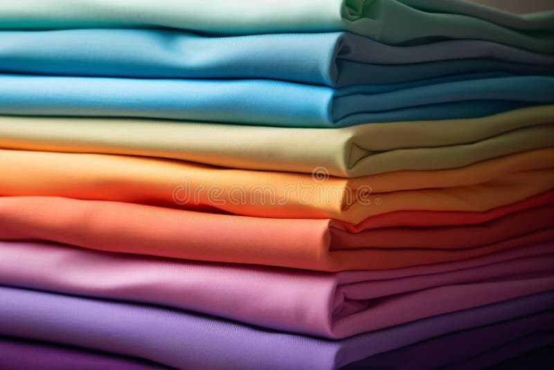 Stack of Neatly Folded Colorful Clothes or Fabric Stock Illustration ...