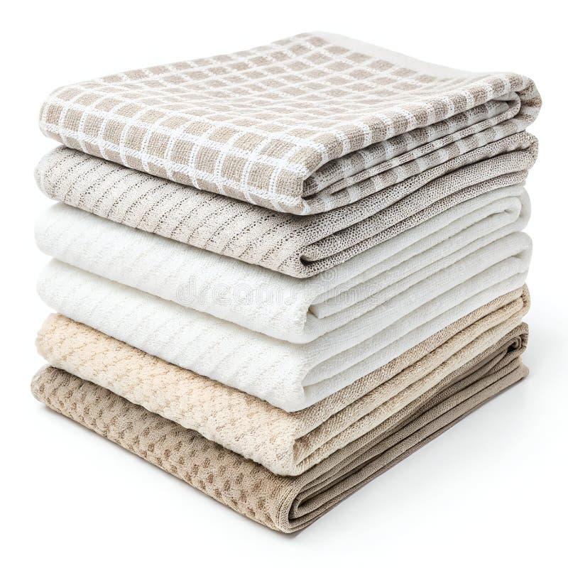 Stack of Kitchen Towels Isolated on White Background Stock Illustration ...