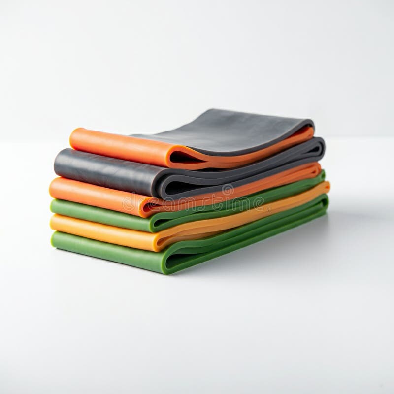 Stack of Neatly Folded Resistance Bands in Different Colors: Black ...