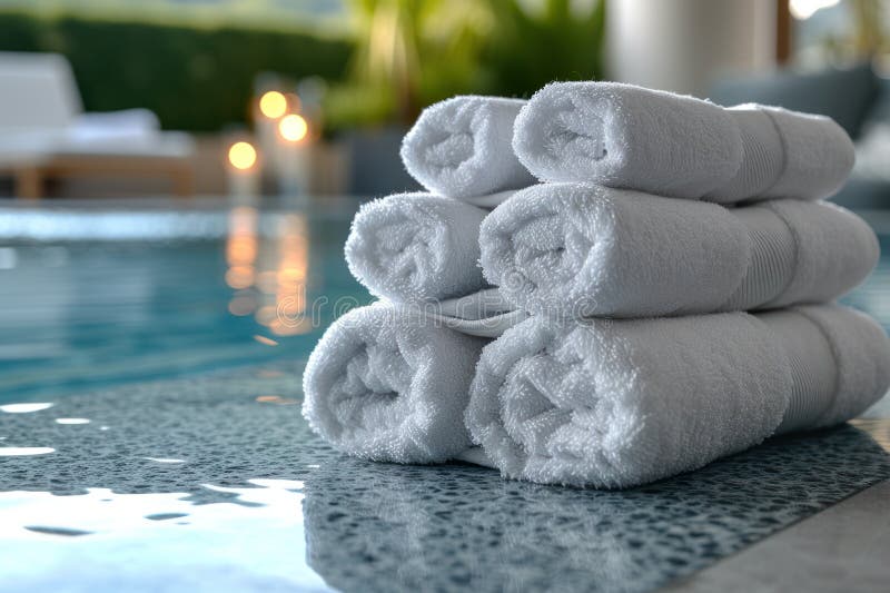 A Stack of Neatly Folded Towels in a Spa Setting, Embodying the Essence ...