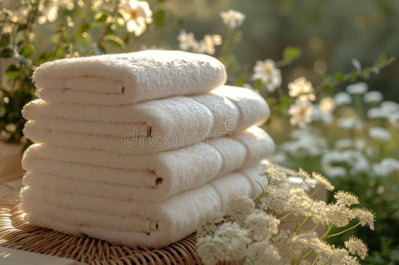 A Stack of Neatly Folded Towels in a Spa Setting, Embodying the Essence ...