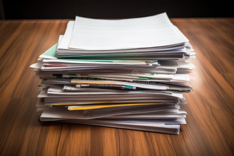 Stack of Neatly Organized Business Documents on a Wooden Table Stock ...