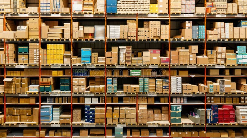 A Stack of Neatly Organized Delivery Boxes in a Logistics Center Stock ...