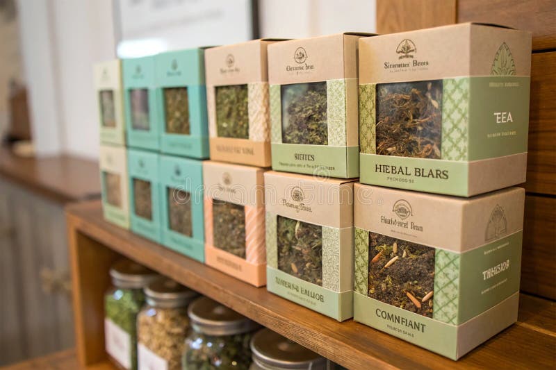 A Stack of Neatly Packed Herbal Teas Stock Illustration - Illustration ...