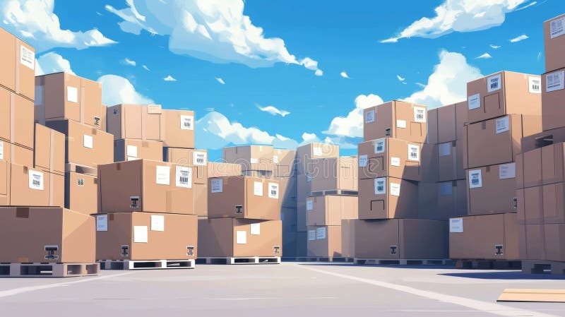 A Stack of Neatly Packed Labeled Boxes Containing Modular Components ...