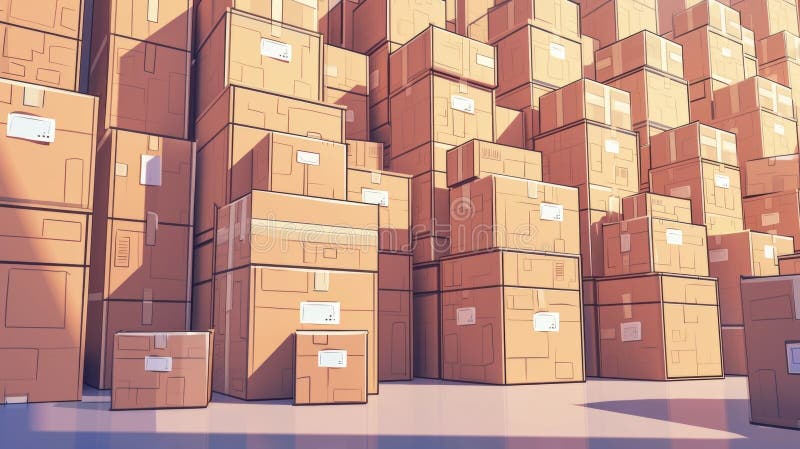 A Stack of Neatly Packed Labeled Boxes Containing Modular Components ...