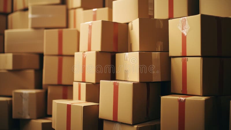 A Stack of Neatly Packed Shipment Boxes Ready for Dispatch Stock ...