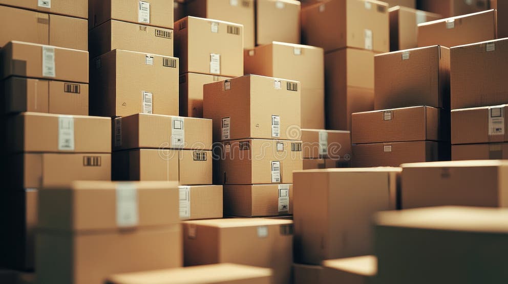 A Stack of Neatly Packed Shipment Boxes Ready for Dispatch Stock ...